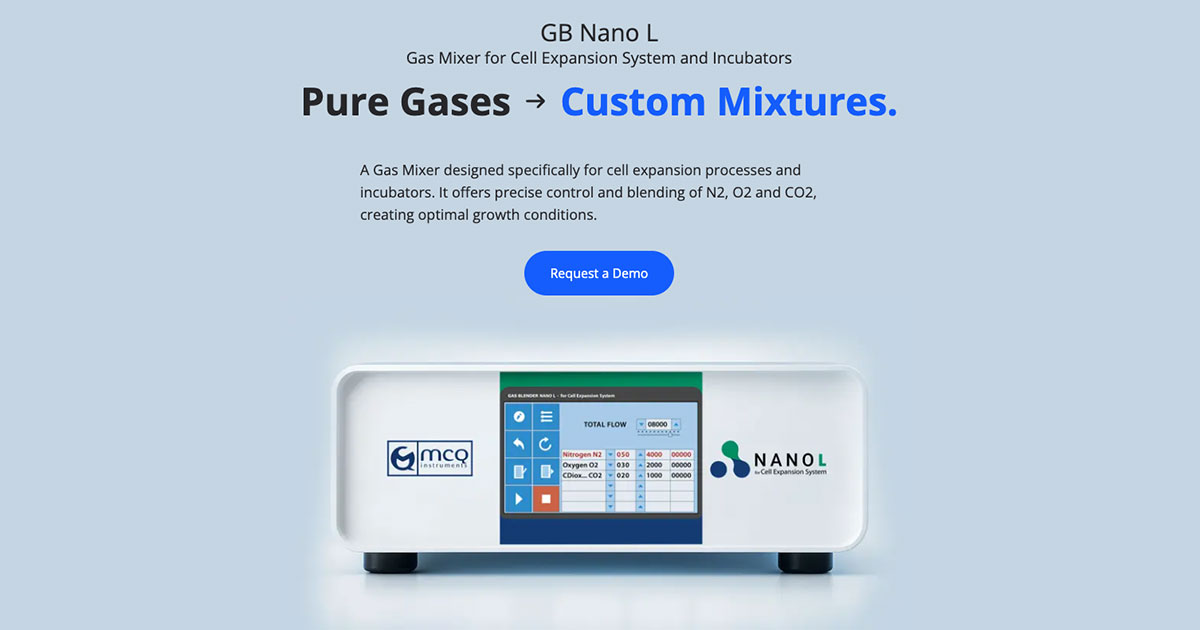 GB Nano L - Gas Mixer for Cell Expansion Incubators | MCQ Instruments